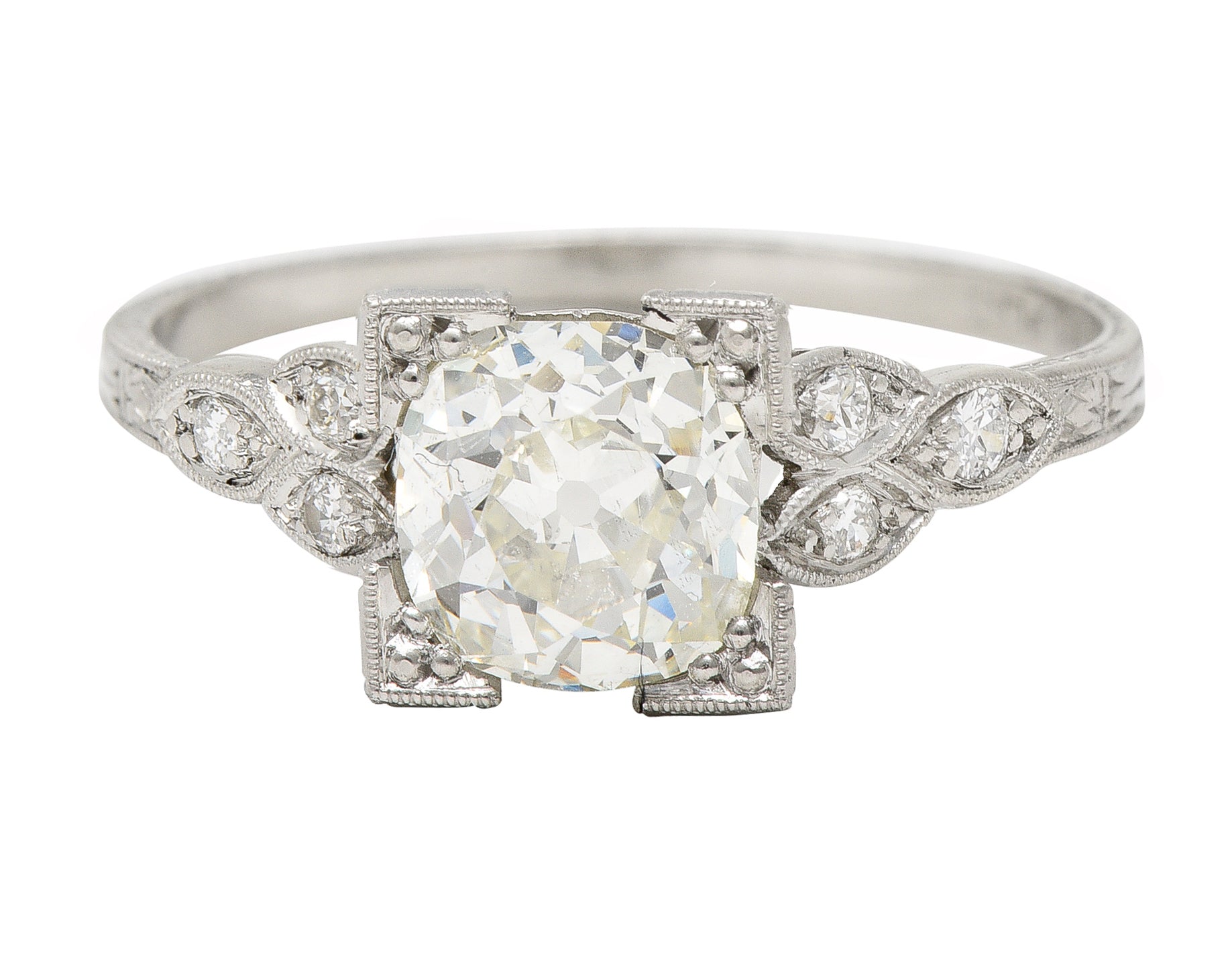 Art Deco 1.57 CTW Old Mine Cut Diamond Platinum Square Form Woven ...