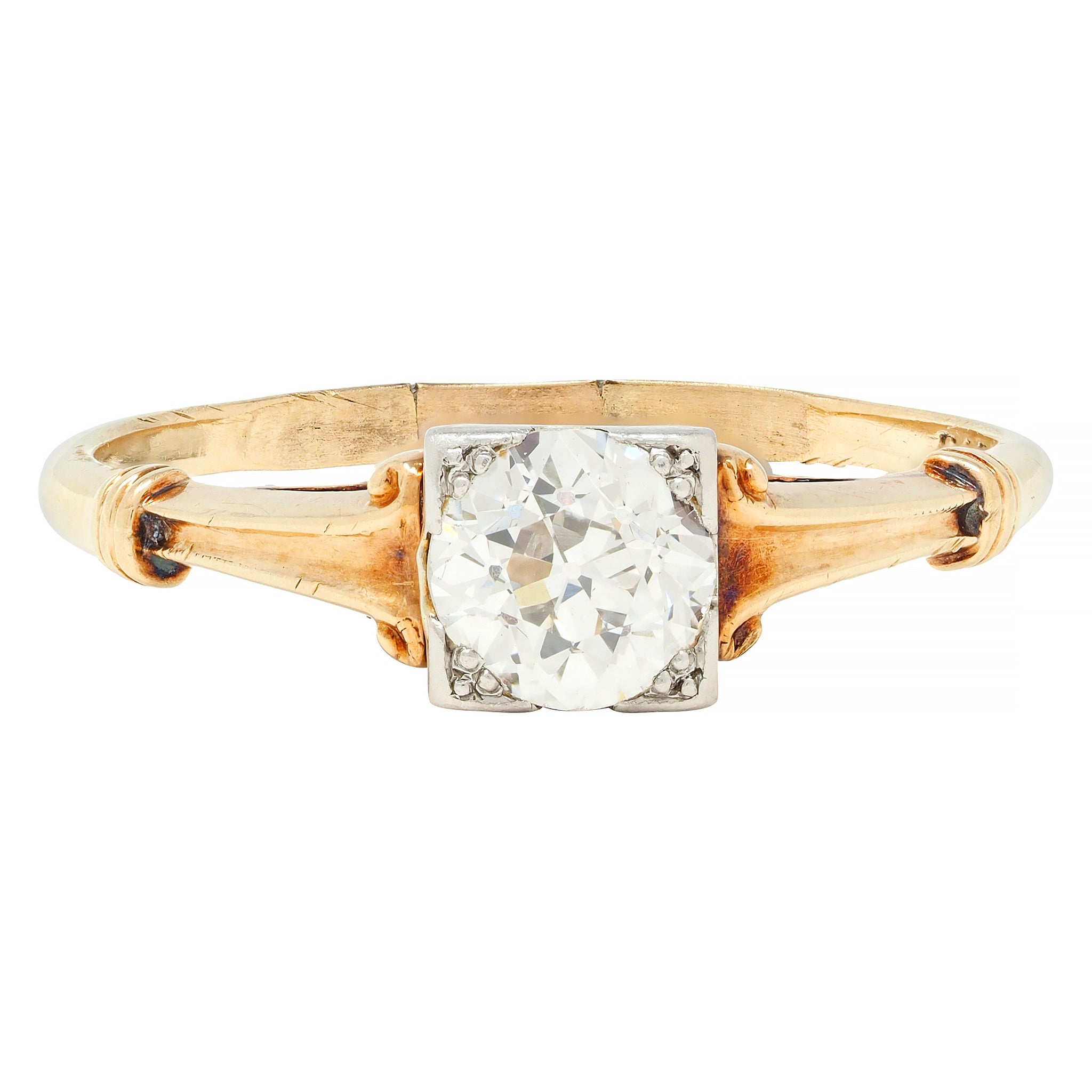 Brogan Co. Edwardian 1910 0.70 CTW Platinum 14 Karat Gold Fleur-De-Lis