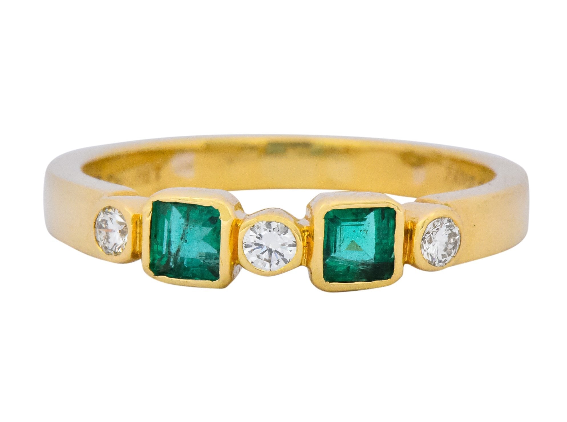 Chaumet Paris Emerald Diamond 18 Karat Gold Stacking Ring
